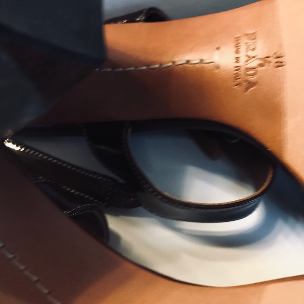 Prada Chocolate Patent Slingback Heels - Gem